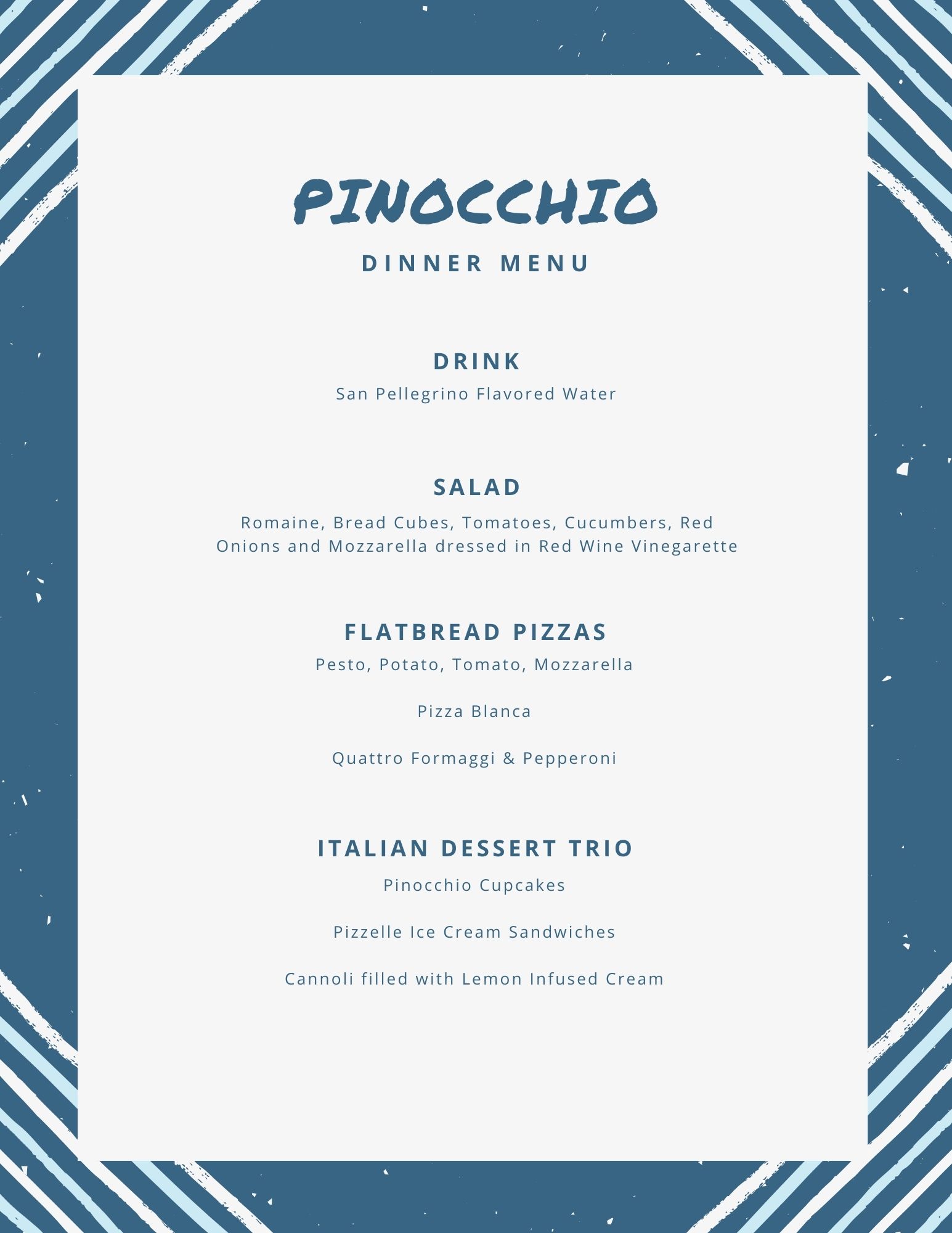 Pinocchio Dinner - Pixie Dust & Posies