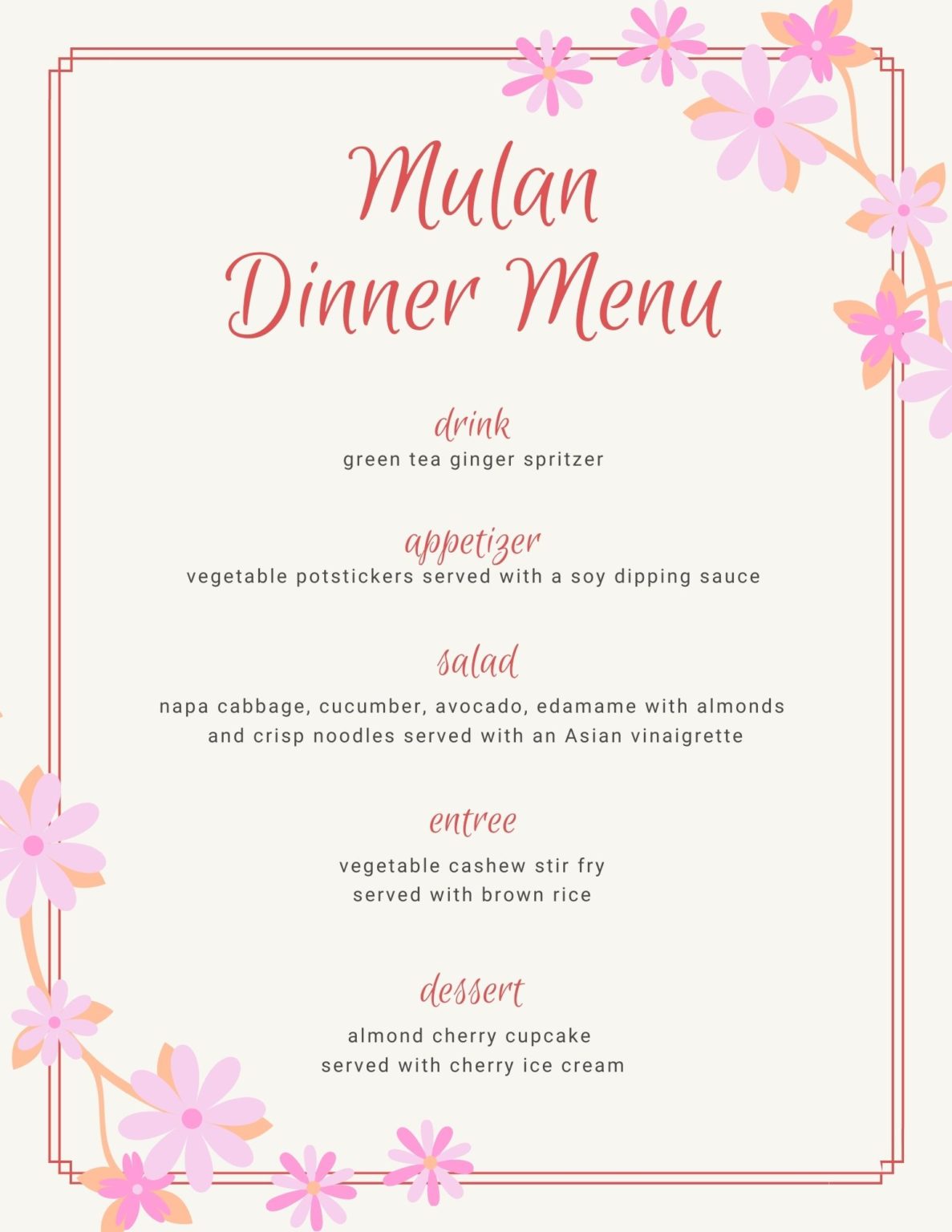 Mulan Dinner - Pixie Dust & Posies