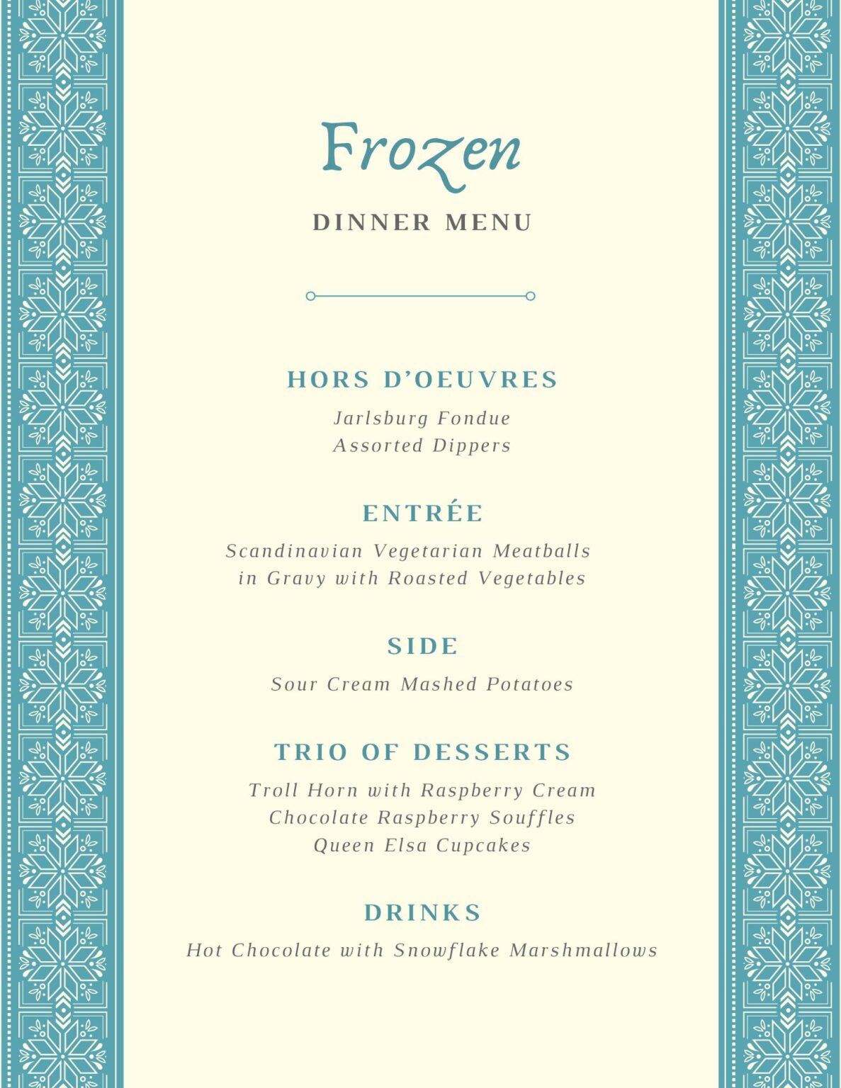 Frozen-themed Disney Dinner - Pixie Dust & Posies